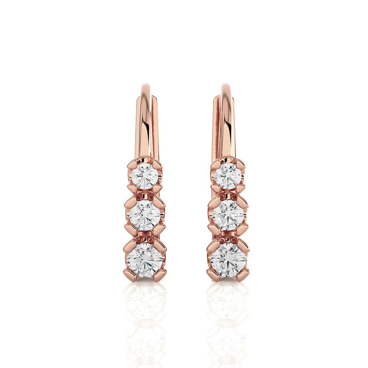 3 Stone Sparkling Earrings